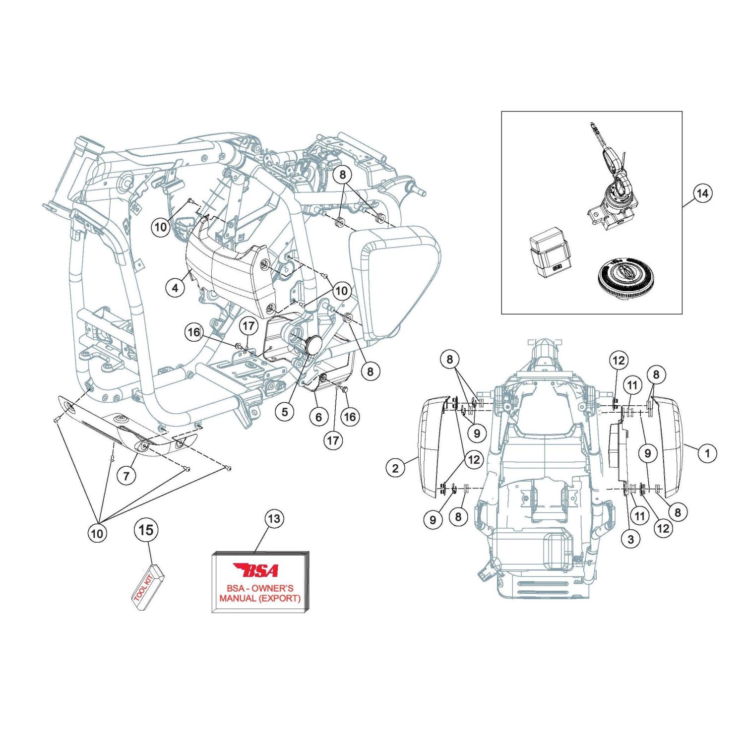 2023 BSA Gold Star SIDE PANELS / BASH PLATE / ECU COVER / OWNERS MANUAL ...