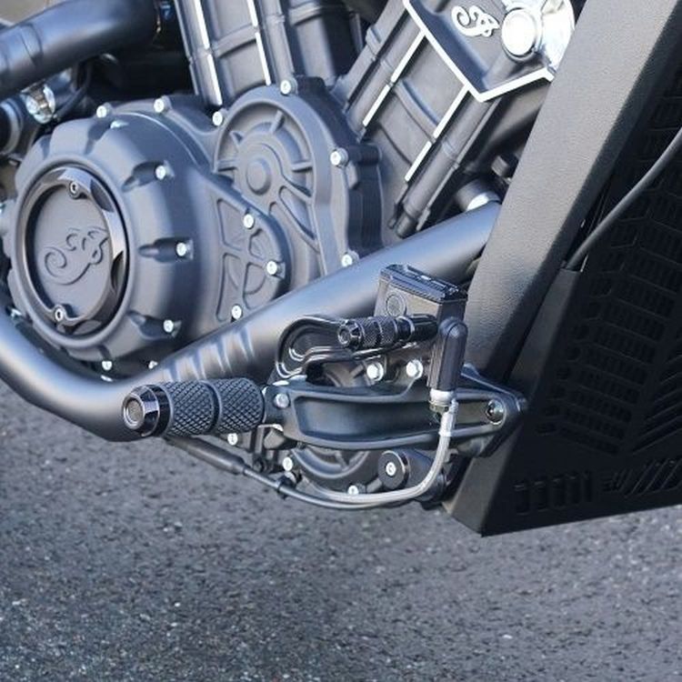 Indian Scout Bobber Footrests and Controls - Moore Speed Racing