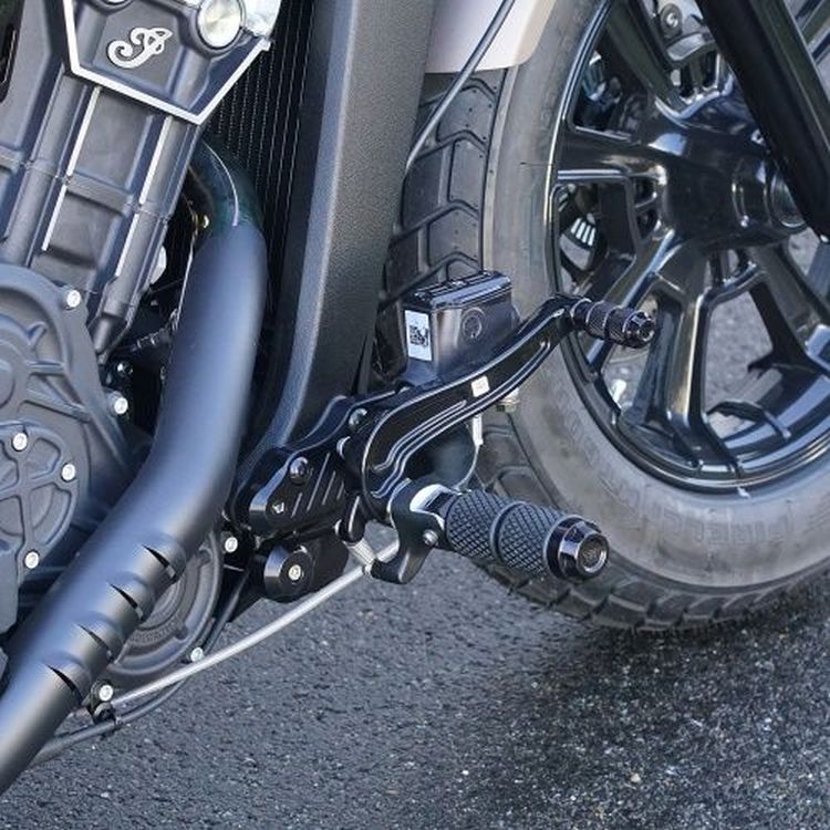 Indian Scout Bobber Footrests and Controls - Moore Speed Racing