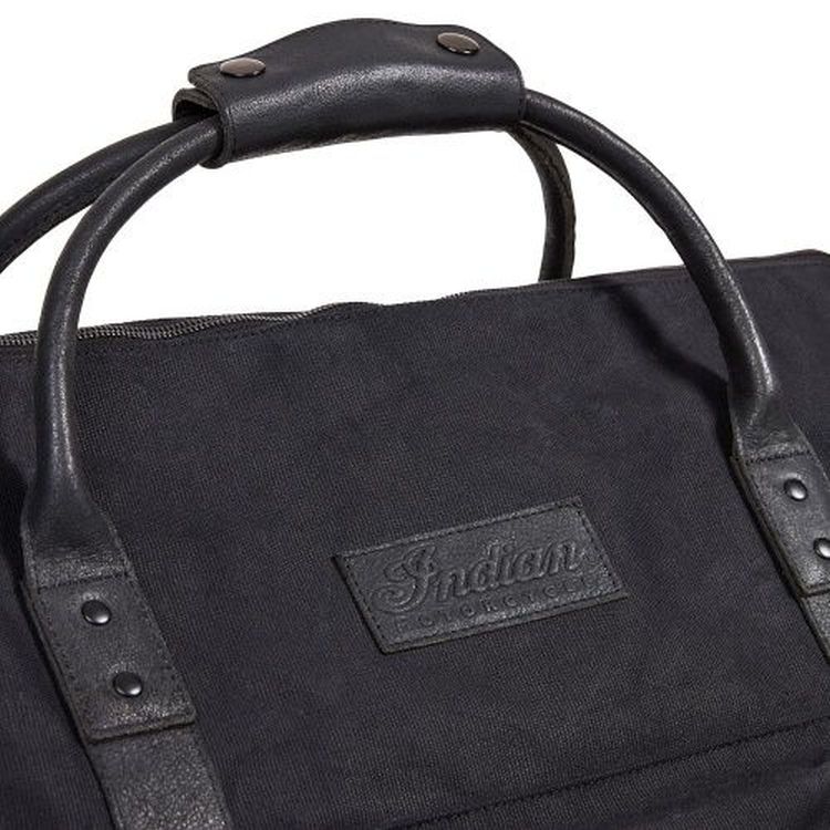 Indian Motorcycle Waxed Canvas Duffle Bag (black) - Moore Speed Racing