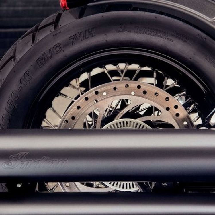 Indian Scout laced / spoked rear wheel - black - Moore Speed Racing