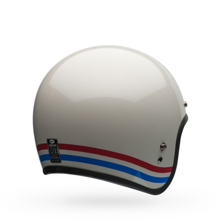 Bell Custom 500 Stripes Pearl White Motorcycle Helmet - Moore Speed Racing