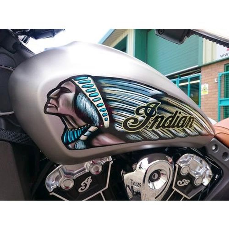 Indian Scout traditional style Warbonnet tank decals - Moore Speed Racing