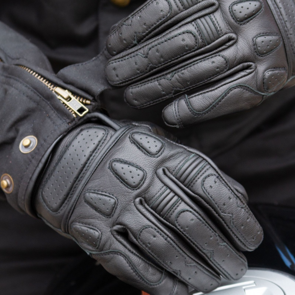 Merlin Finlay Black Leather Motorcycle Gloves - Moore Speed Racing