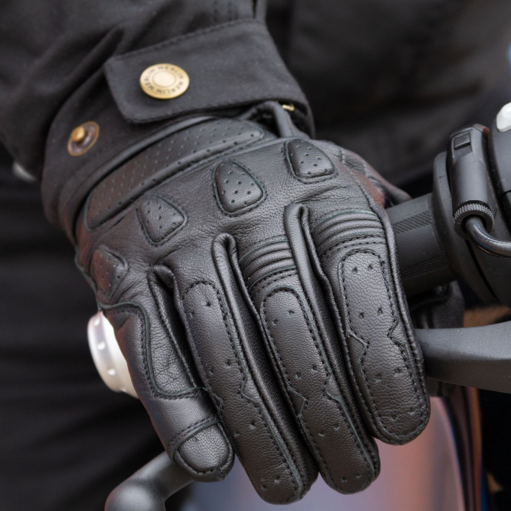 Merlin Finlay Black Leather Motorcycle Gloves - Moore Speed Racing