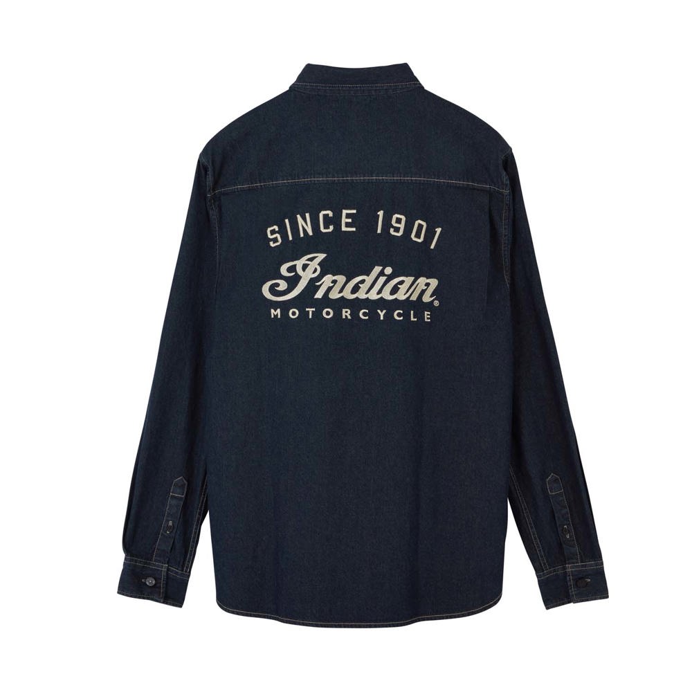 Indian Motorcycle Men's Heritage Denim Shirt (navy) - Moore Speed Racing