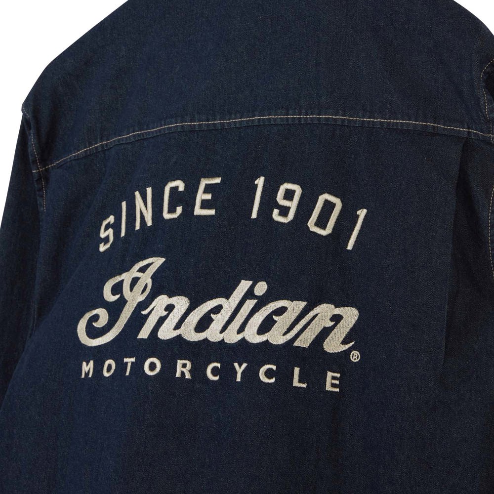 Indian Motorcycle Men's Heritage Denim Shirt (navy) - Moore Speed Racing