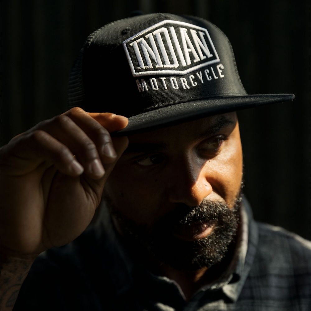 Indian Motorcycle Shield Patch Trucker Hat (black) - Moore Speed Racing