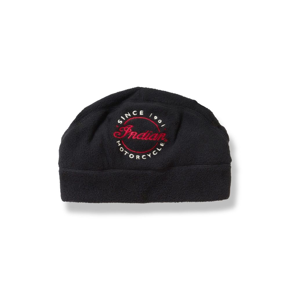 Indian Motorcycle Script Fleece Beanie Hat (black) - Moore Speed Racing