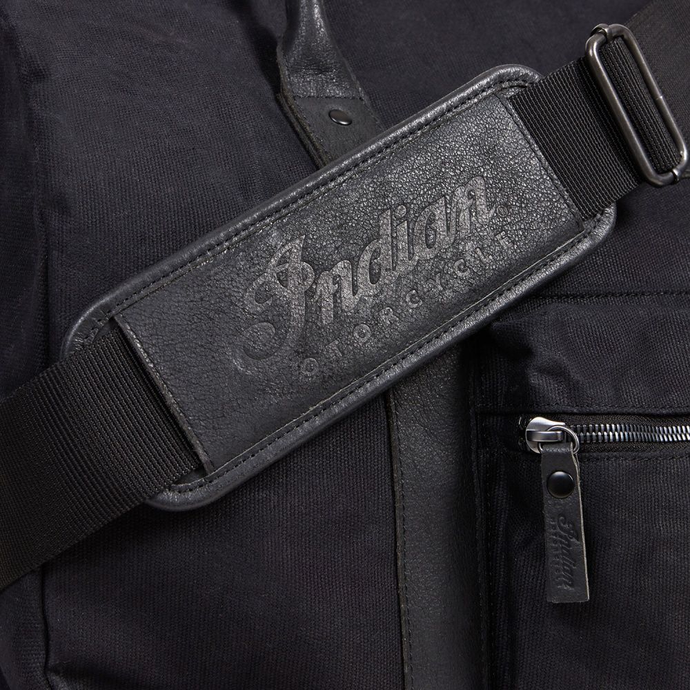 Indian Motorcycle Waxed Canvas Duffle Bag (black) - Moore Speed Racing