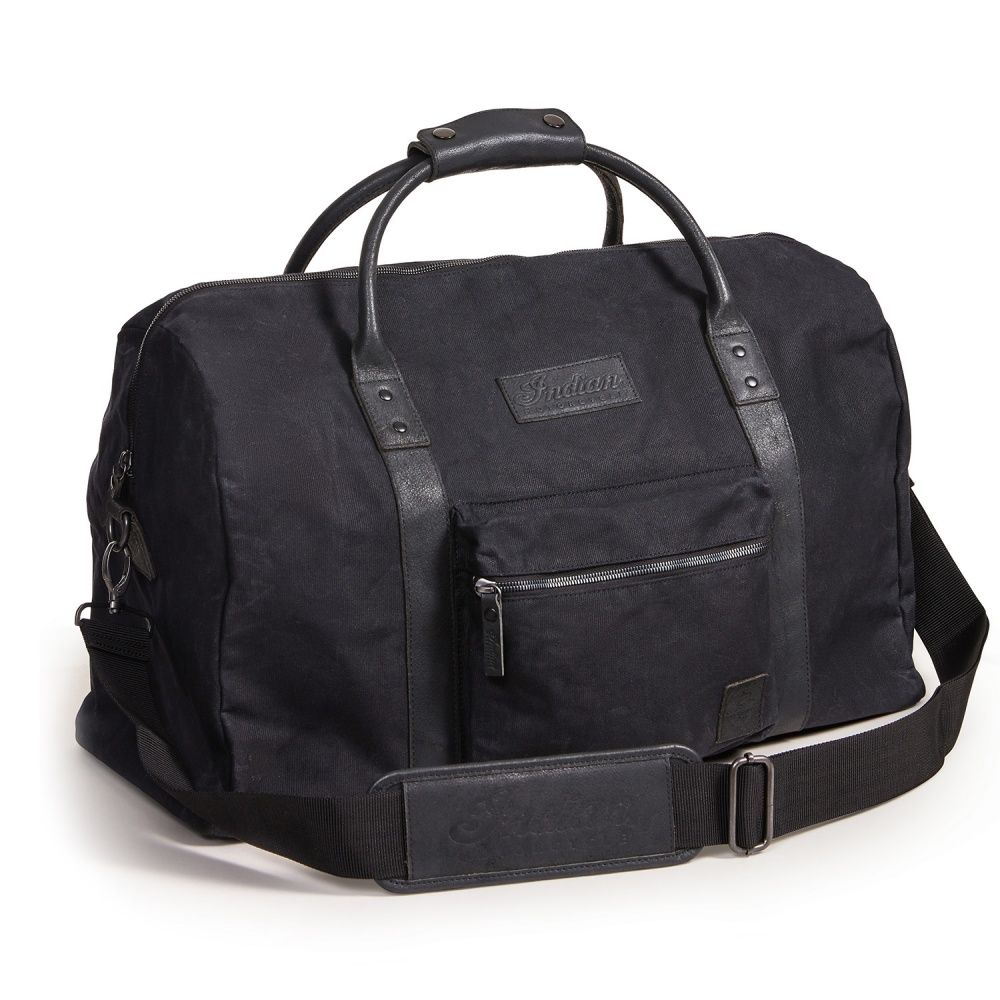 Indian Motorcycle Waxed Canvas Duffle Bag (black) - Moore Speed Racing