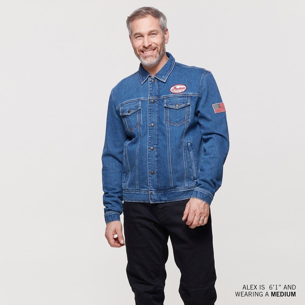 Indian Motorcycle men's denim jacket - blue - Moore Speed Racing