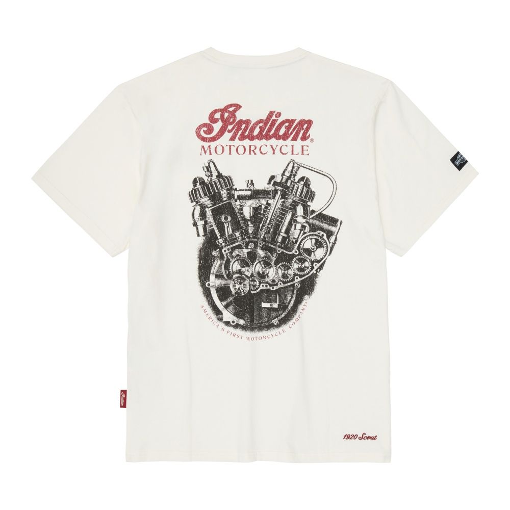 Indian Motorcycle men's 1920 Scout engine t-shirt - white - Moore Speed ...