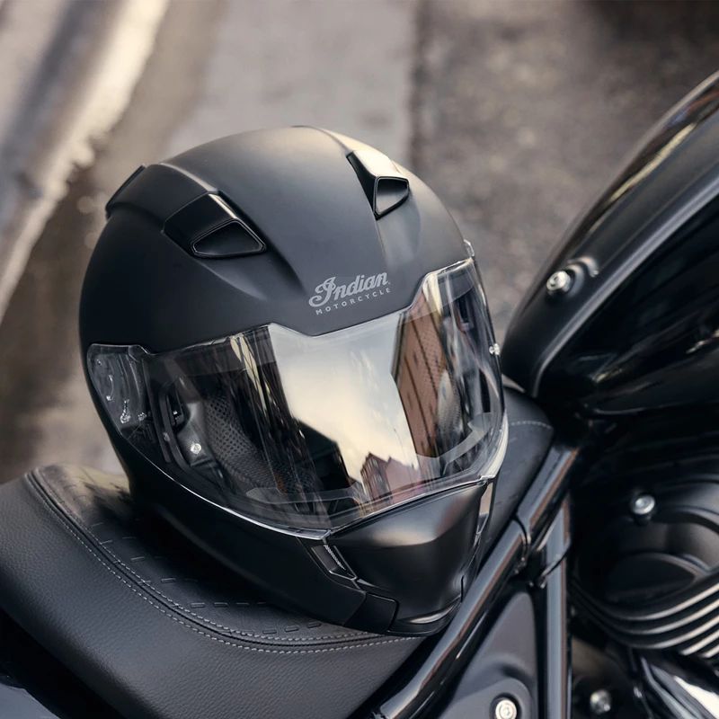 Indian Motorcycle Full Face Matte-Black Sport Helmet - Moore Speed Racing