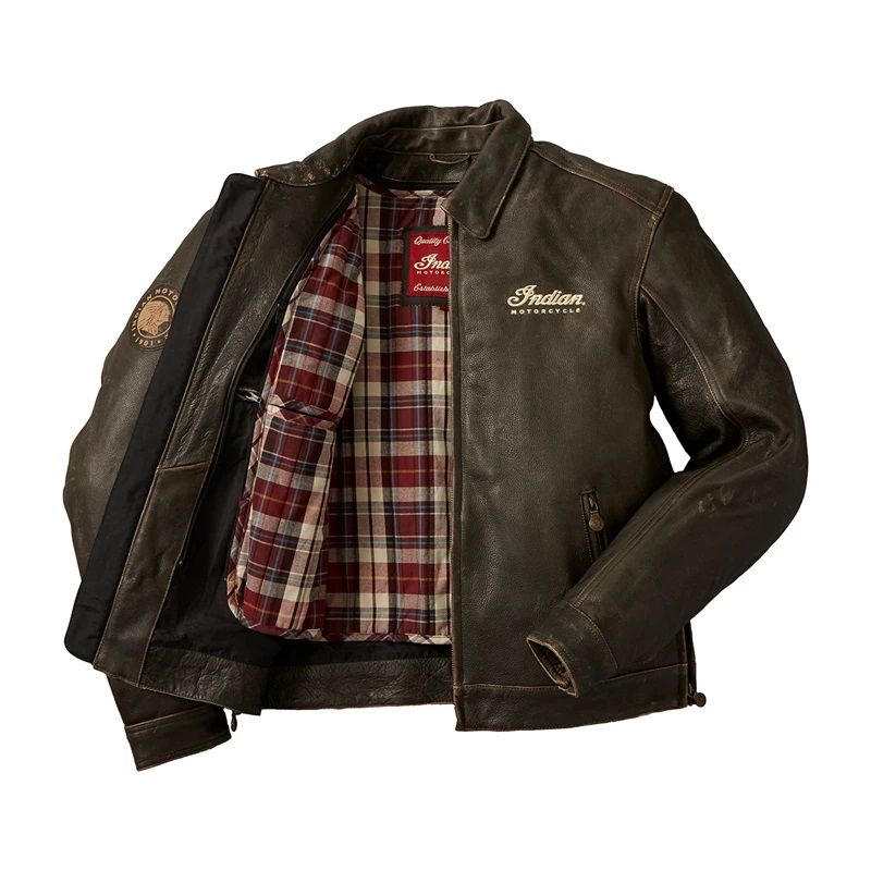 Indian Motorcycle Men's Classic Leather Riding Jacket (dark brown ...