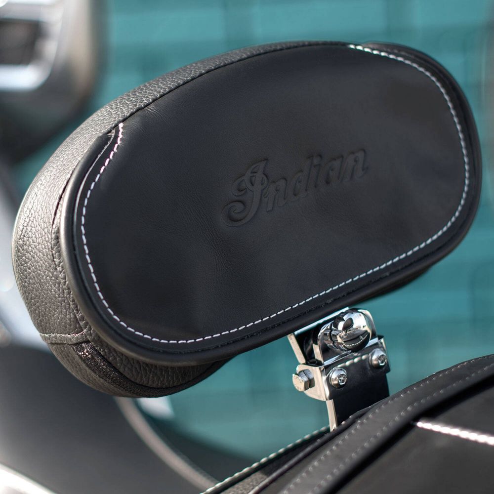 Indian Motorcycle black leather rider's backrest pad - Moore Speed Racing