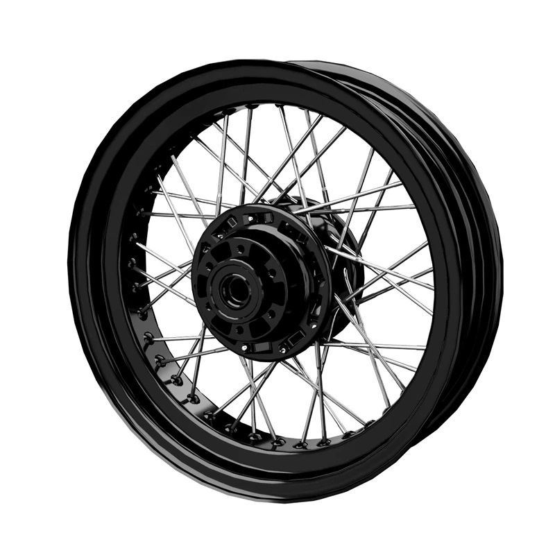 Indian Scout laced / spoked rear wheel - black - Moore Speed Racing