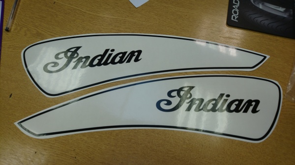 Indian Scout Script tank decal clear ('colour match') - Moore Speed Racing