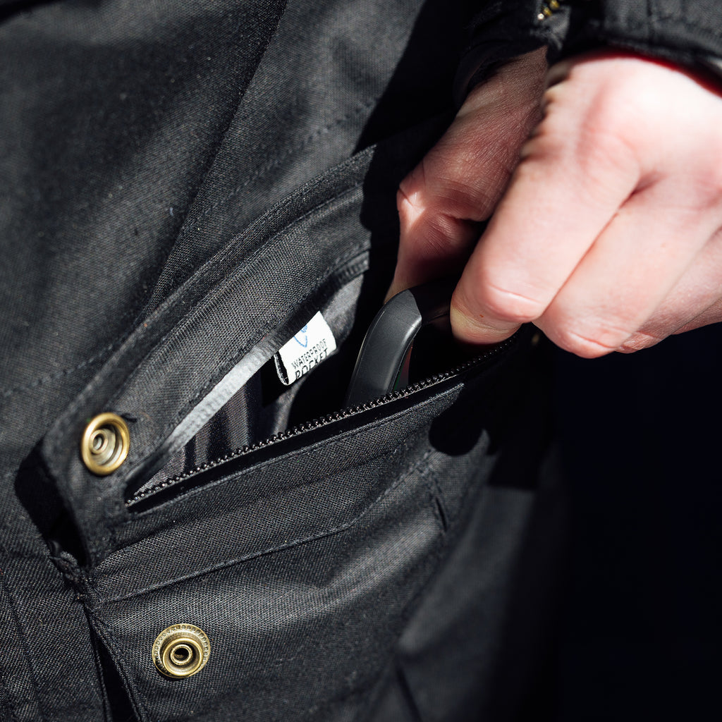 Merlin Edale II D3O Motorcycle Waxed Cotton Riding Jacket - Black ...