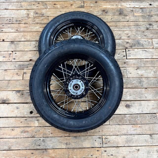 Indian Scout Bobber Spoked Wheels and Tyres - Moore Speed Racing