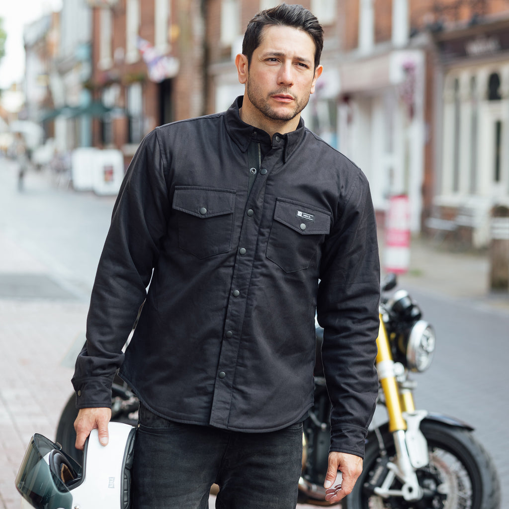 Merlin AXE Zip Up Kevlar Motorcycle Shirt - Black - Moore Speed Racing