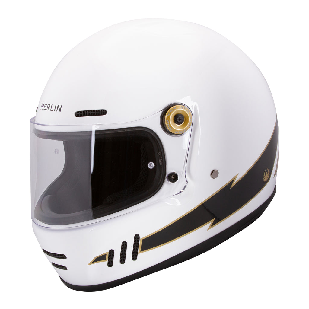 Merlin Revival Vintage Full Face Helmet - Flash Optic White - Moore ...