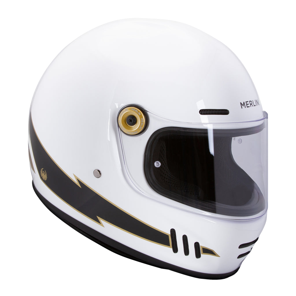 Merlin Revival Vintage Full Face Helmet - Flash Optic White - Moore ...