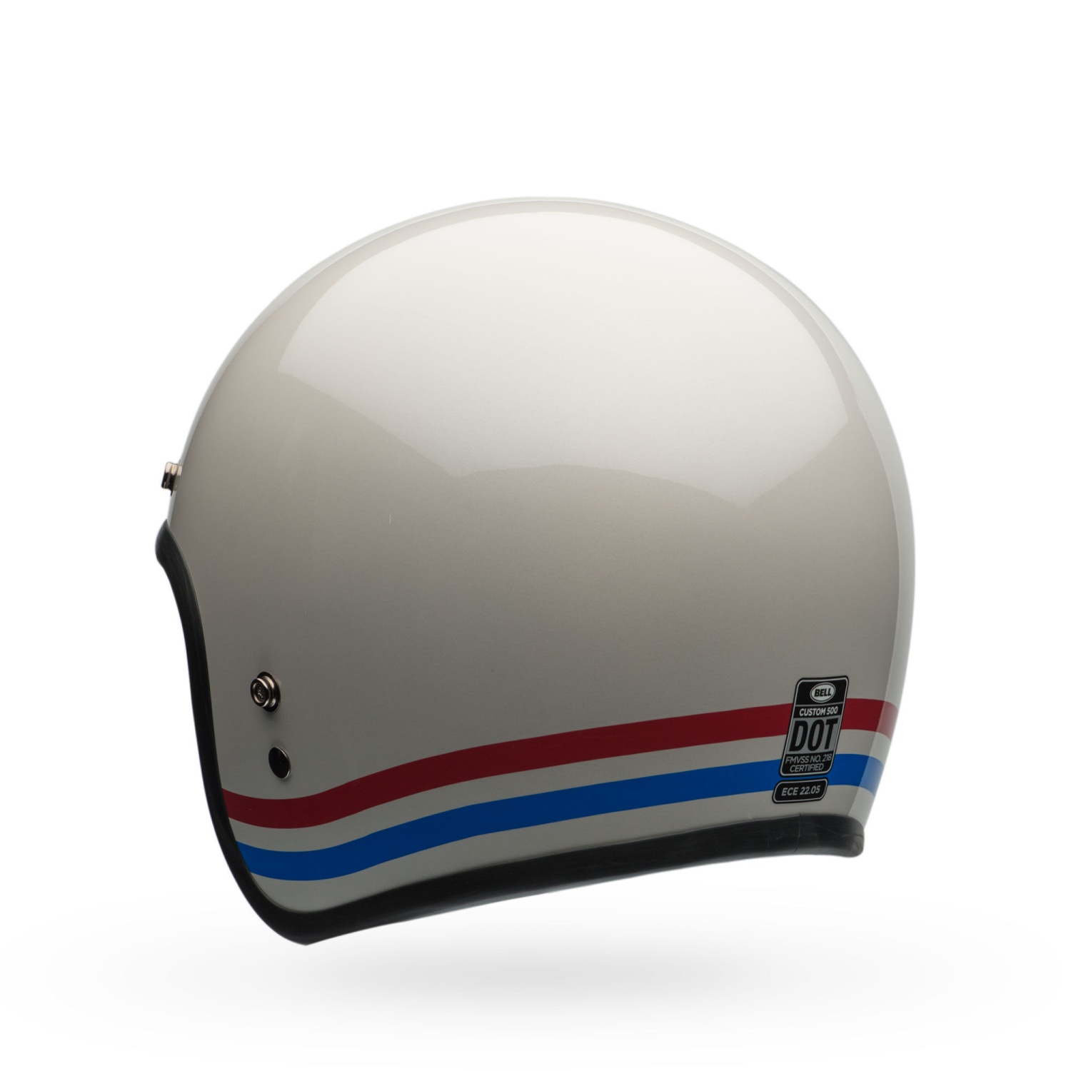 Bell Custom 500 Stripes Pearl White Motorcycle Helmet - Moore Speed Racing