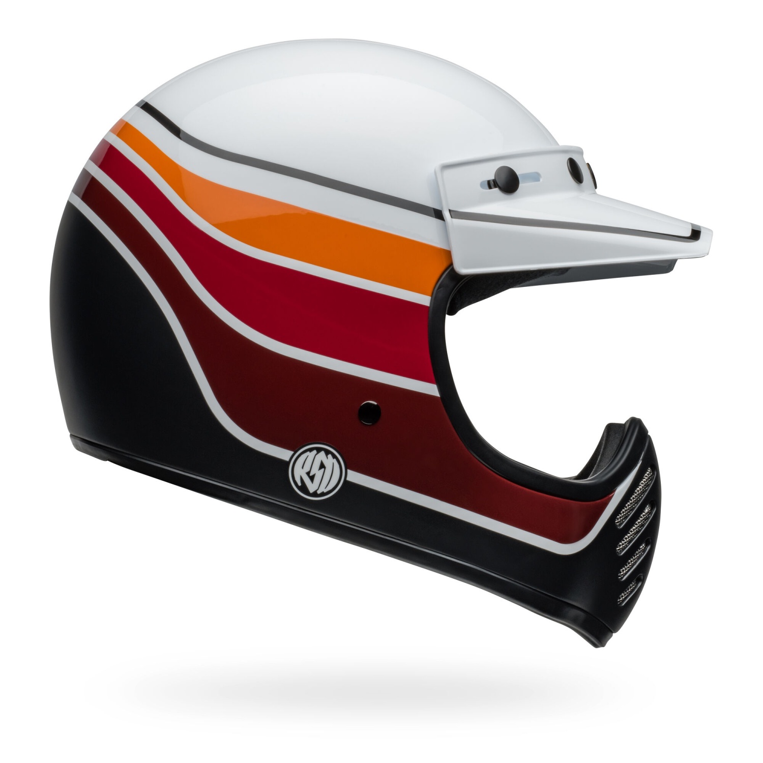 Bell Moto-3 RSD Saddleback Satin/Gloss White/Black Motocycle Helmet ...