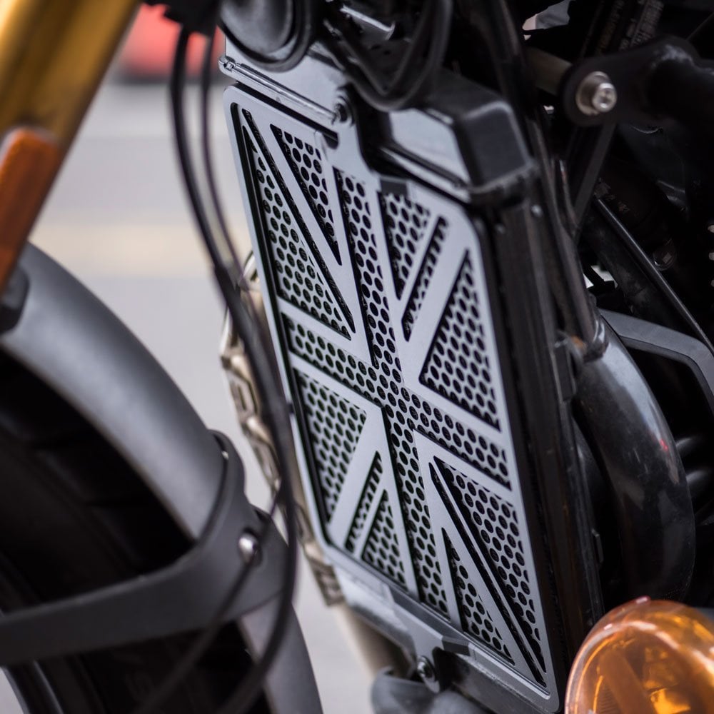 Motone Billet Radiator Guard Kit 400 - Union Jack - Black - Moore Speed ...